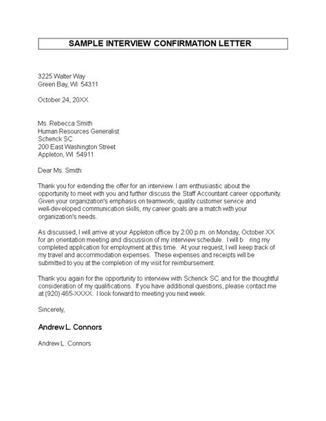 Interview Confirmation Email Template Ensuring A Successful