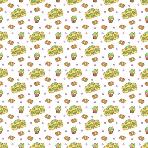 Premium Vector Cute Seamless Pattern With Record Player Cassette And