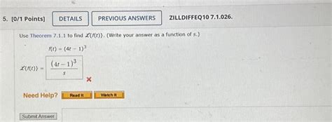 Solved Use Theorem To Find L F T Write Your Answer Chegg Com