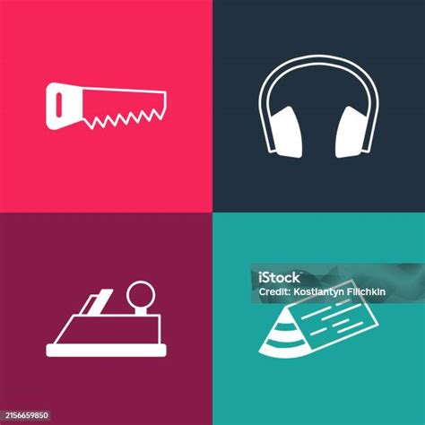 팝 아트 나무 빔 비행기 도구 헤드폰 및 손 톱 아이콘을 설정합니다 벡터 건설 산업에 대한 스톡 벡터 아트 및 기타 이미지 건설 산업 고풍스런 공예 Istock