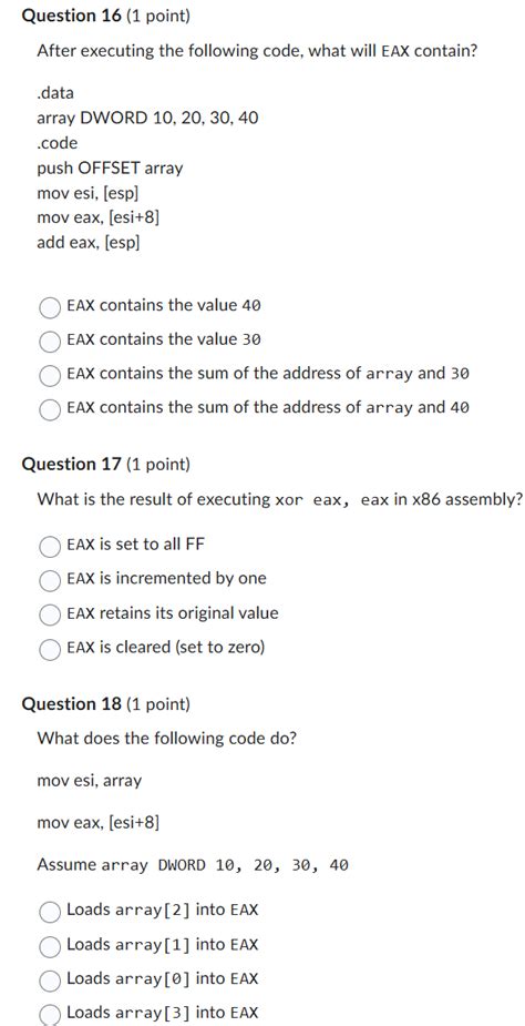Solved Question 16 1 ﻿pointafter Executing The Following