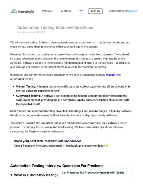 30 Top Automation Testing Interview Questions And Answers2022