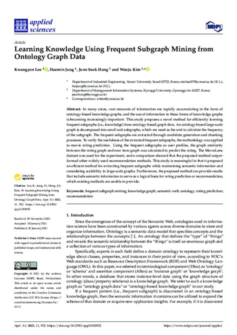 Pdf Learning Knowledge Using Frequent Subgraph Mining From Ontology Graph Data
