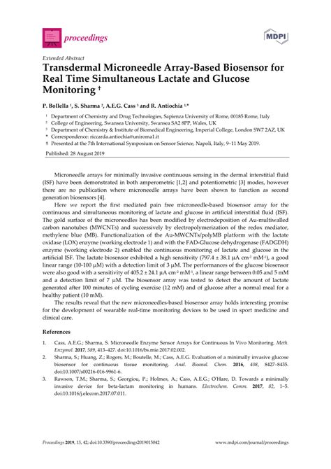 pdf transdermal microneedle array based biosensor for real time