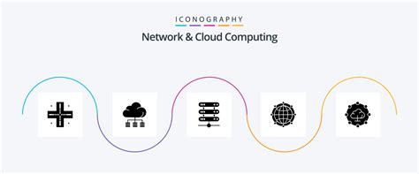 Network And Cloud Computing Glyph 5 Icon Pack Including Network Technology Data Network