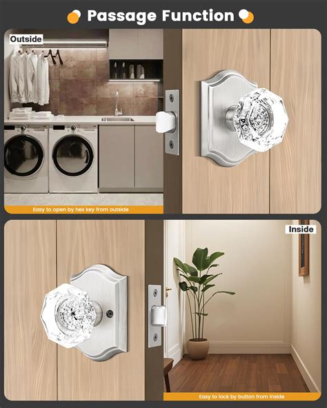 Satin Nickel Passage Door Knobscrystal Glass Interior