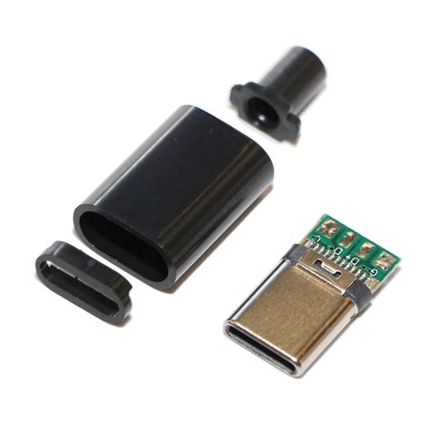Штекер USB type-C (male/папа) + пластиковый корпус чёрный (XN005-56 ...