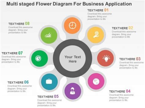 Multisataged Flower Diagram For Business Application Powerpoint Template