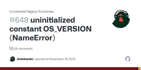 Uninitialized Constant Osversion Nameerror · Issue 648 · Linuxbrew