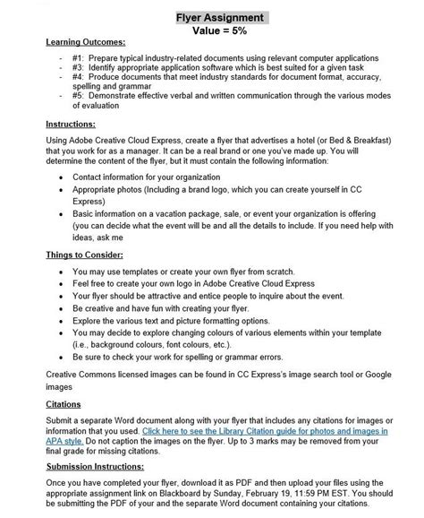 [solved] flyer assignment value 5 learning outcomes