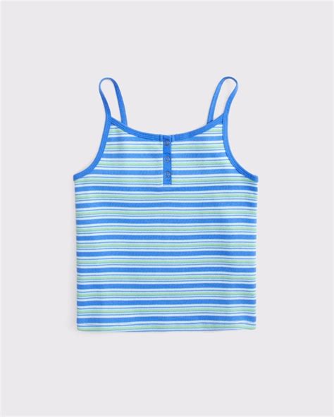 Girls Rib Knit Henley Cami Girls Tops