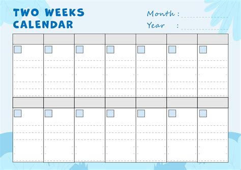 Two Week Calendar 7 Free Pdf Printables Printablee