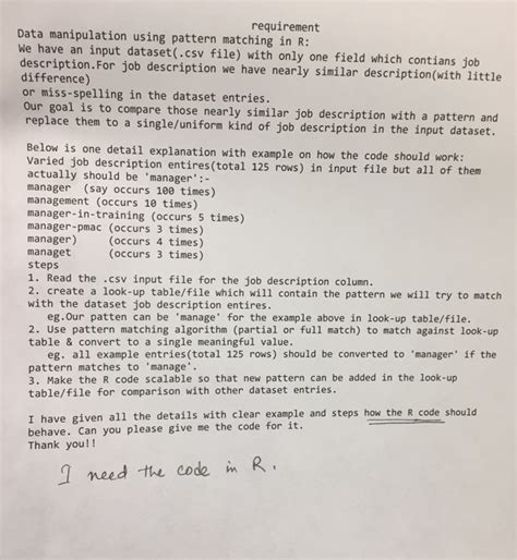 Solved Data Manipulation Using Pattern Matching In R We Chegg