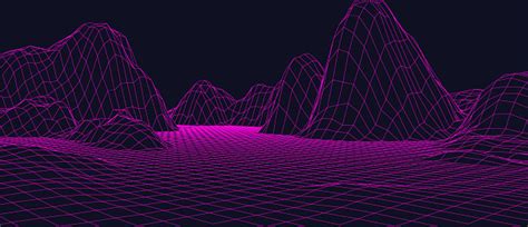 추상 디지털 풍경입니다 와이어 프레임 풍경 배경입니다 3d 미래 벡터 일러스트입니다 0명에 대한 스톡 벡터 아트 및 기타 이미지 0명 1980 1989 년 1990