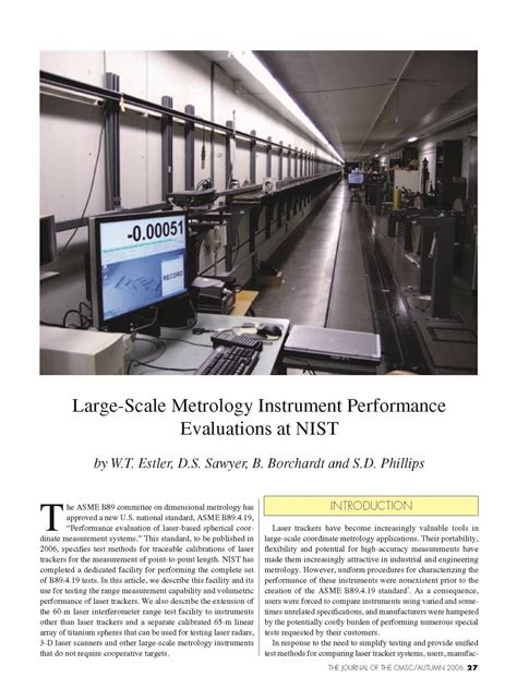 Large Scale Metrology Instrument Performance Evaluations At Nist