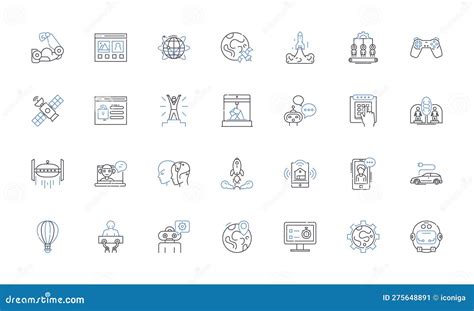 Nanotechnology Line Icons Collection Innovation Microscopic
