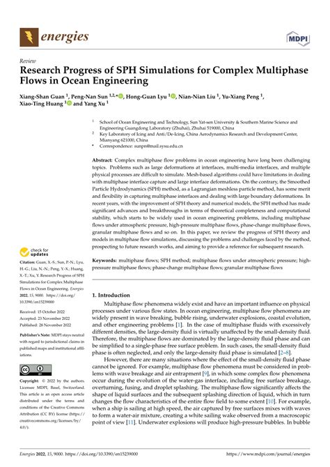 pdf research progress of sph simulations for complex multiphase flows