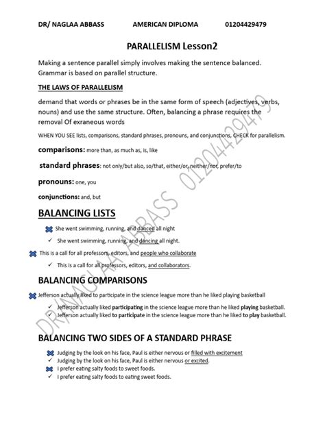 Parallelism 2 Dr Naglaa22 Pdf Phrase Pronoun