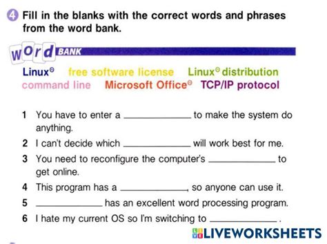 topic linux live worksheets