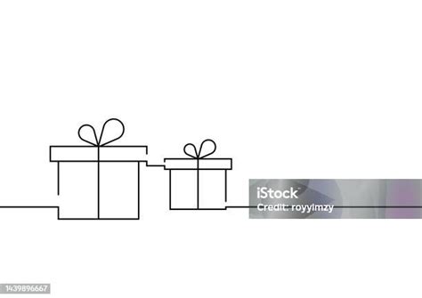 연속 선 그리기 흰색 배경에 크리스마스 새해 생일 축하 선물 상자 벡터 그림 개념에 대한 스톡 벡터 아트 및 기타 이미지 개념 개념과 주제 공휴일 Istock