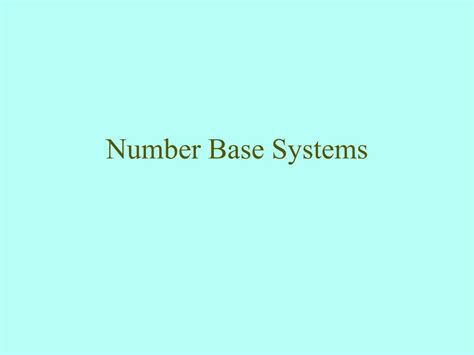 PPT Number Bases PowerPoint Presentation Free Download ID