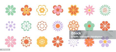 추상 복고풍 기하학적 모양 벡터의 집합입니다 현대 인물 꽃 식물 반짝임 눈송이 컬렉션 배너 프린트 스티커 장식에 완벽한 Bauhaus Memphis 디자인 요소 0명에 대한