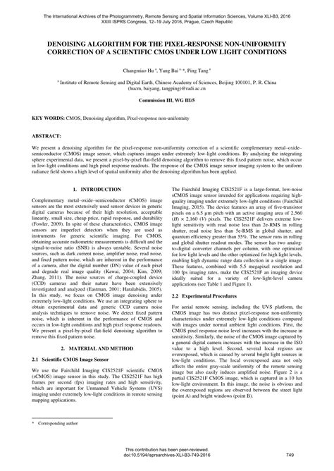 Pdf Denoising Algorithm For The Pixel Response Non Uniformity