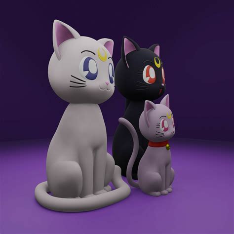 Stl File Luna Artemis And Diana Sailor Moon 🌙・3d Printer Model To