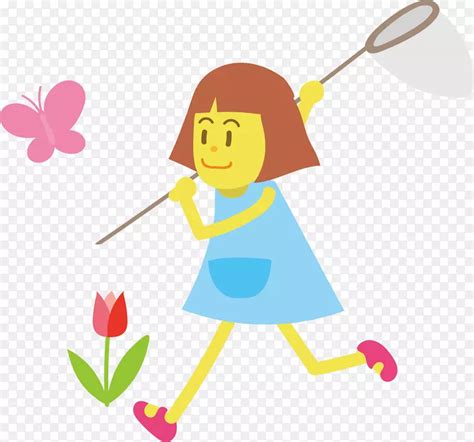 蓝衣可爱抓蝴蝶女孩png图片素材下载图片编号xqpnjxeq 免抠素材网