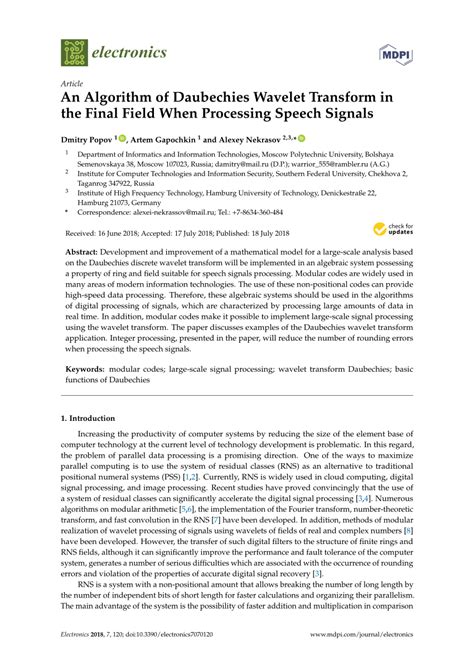 Pdf An Algorithm Of Daubechies Wavelet Transform In The Final Field