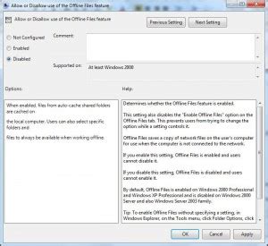 How To Disable Offline Files Feature In Windows 7