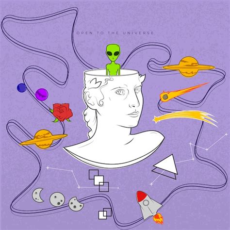 임의의 우주 요소의 Vectorial 그림 프리미엄 벡터