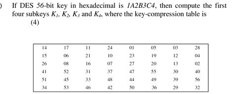 Solved If Des 56 Bit Key In Hexadecimal Is 1a2bc43 ﻿then