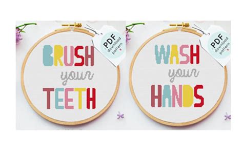 Set Bathroom Cross Stitch Patterns Embroidery Patterns Bathroom Cross