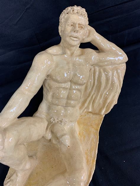 Seated Adonis Handsome Naked Youth Archetype Of Male Beauty Exquisite Sculpture Of