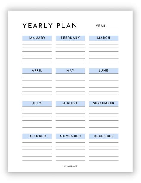 Cute Printable Yearly Plan Templates For Productive Planning Jellymemos