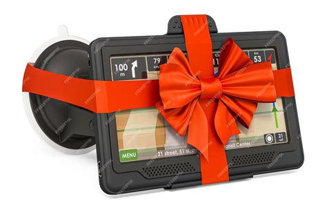 Premium Photo Gps Navigation Device With Red Bow And Ribbon T