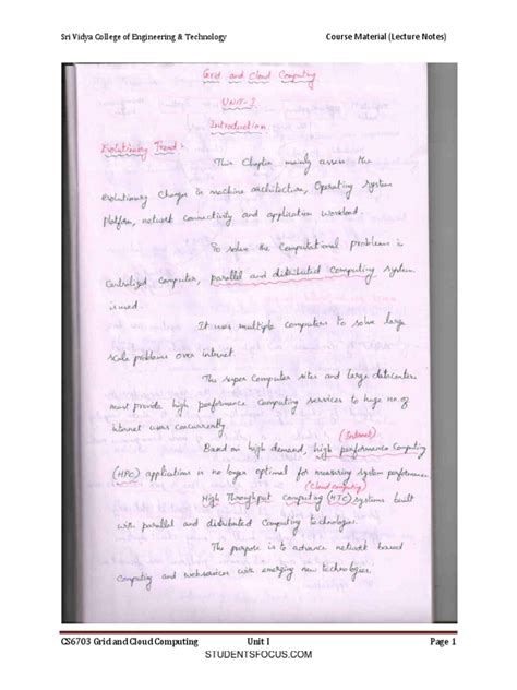 Course Material Lecture Notes Sri Vidya College Of Engineering And Technology Pdf Science