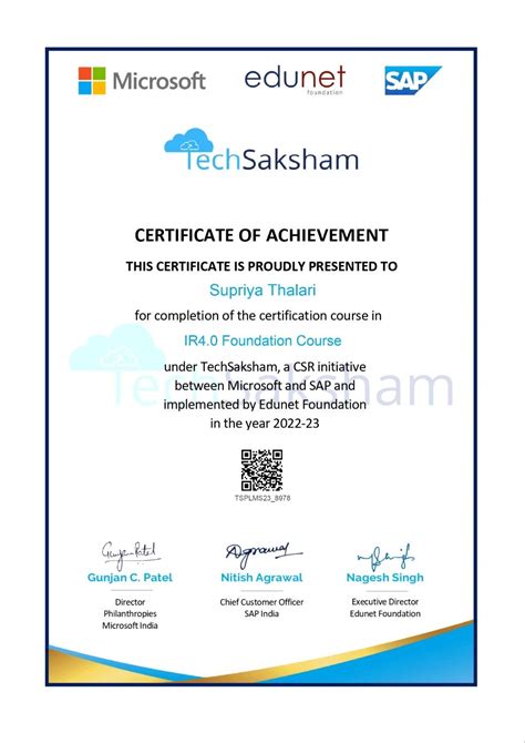 Supriya Thalari On Linkedin Microsoft Techsaksham Edunet Sap
