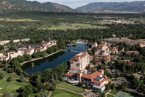 Aerial View Of The Historic Broadmoor Hotel And Resort And Surroundings