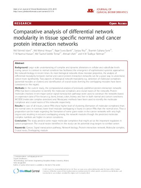 Pdf Differential Modularity In Cancer Networks