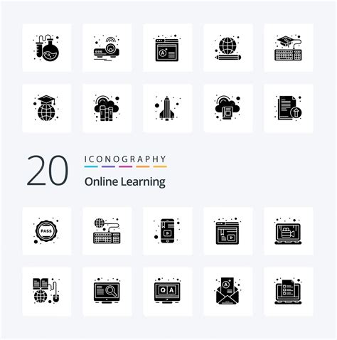 Free Vector 20 Onsolid Glyph Learning Solid Glyph Icon Pack Like Web