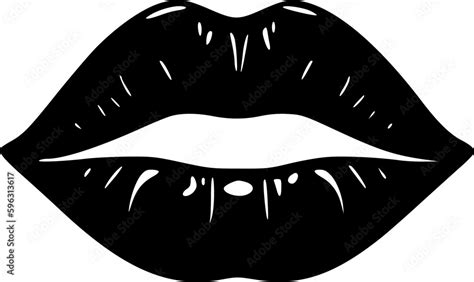 Lips Black And White Vector Illustration Stock Vector Adobe Stock