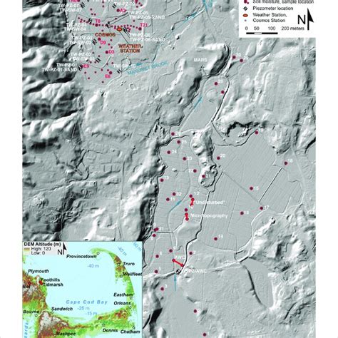 Shaded Relief Lidar Terrain Dem Showing The Locations Of Samples