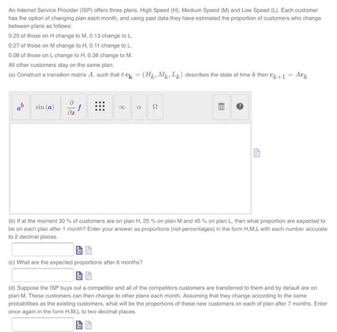 solved an internet service provider isp offers three