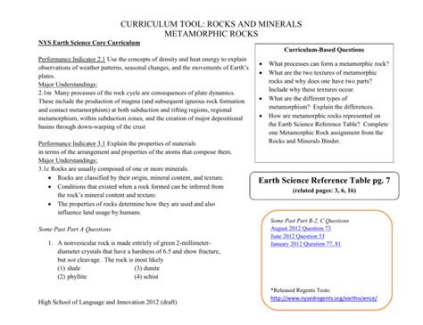 Earth Science Reference Table Pg 7