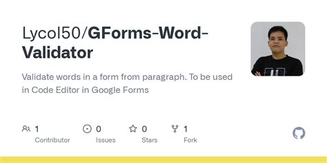 Github Lycol50gforms Word Validator Validate Words In A Form From Paragraph To Be Used In