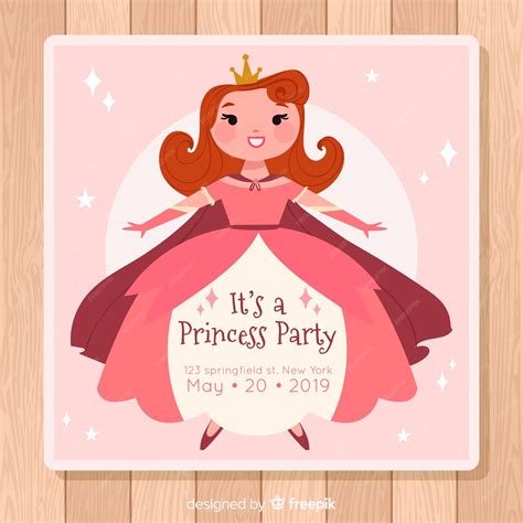 Modèle Dinvitation Partie Princesse Plate Vecteur Gratuite