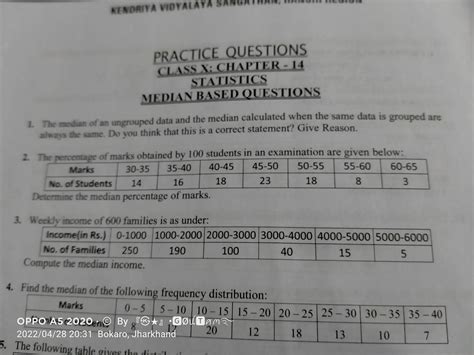 Answer The Percentage Of Marks Obtained By Students In An Examination Are Given Below