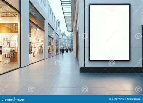An Elegant Advertisement Frame Displayed Within A Modern Shopping